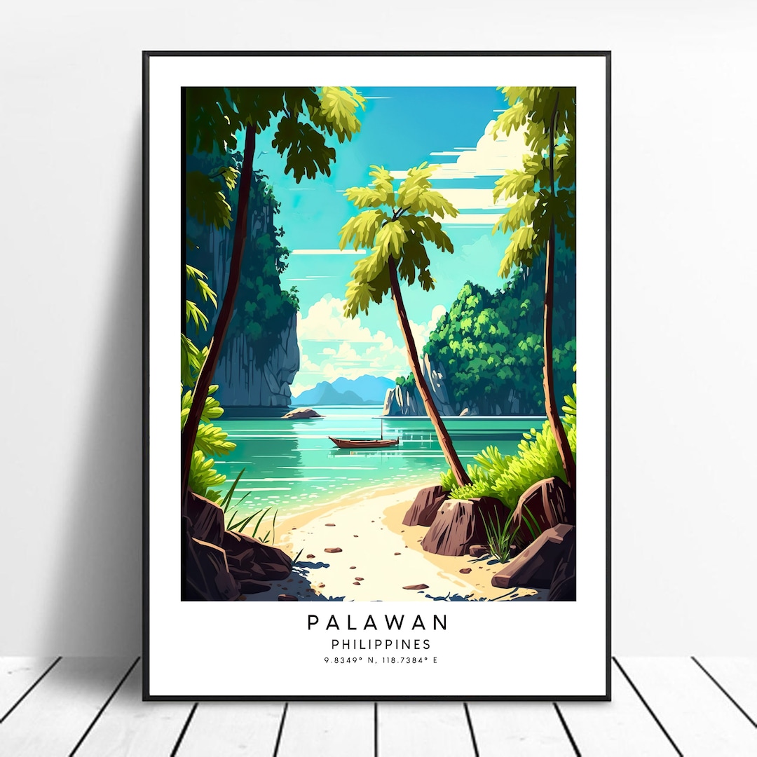 Philippines Travel Print Colourful Palawan Poster Abstract Palawan ...