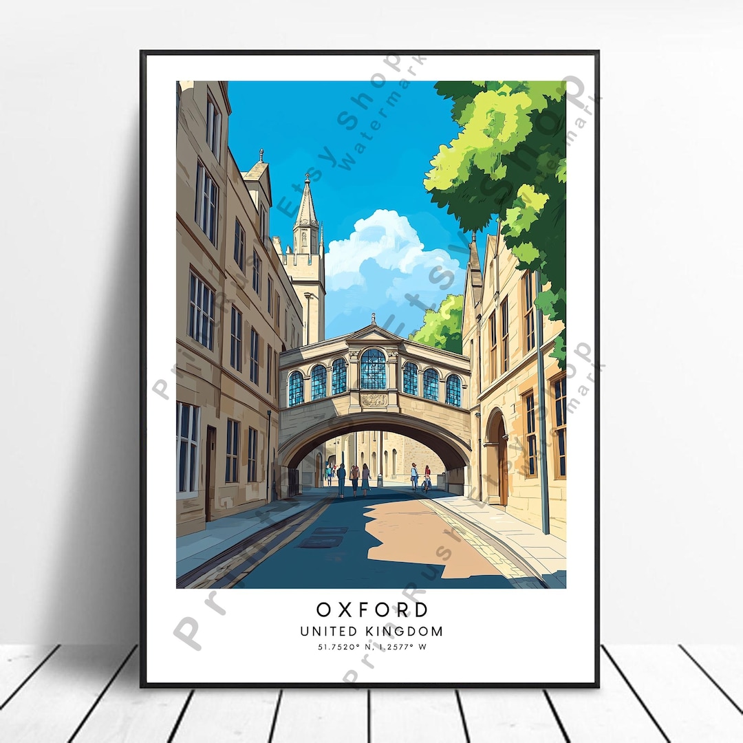 Oxford Travel Poster Colourful Oxford Print Oxford Wall Poster ...