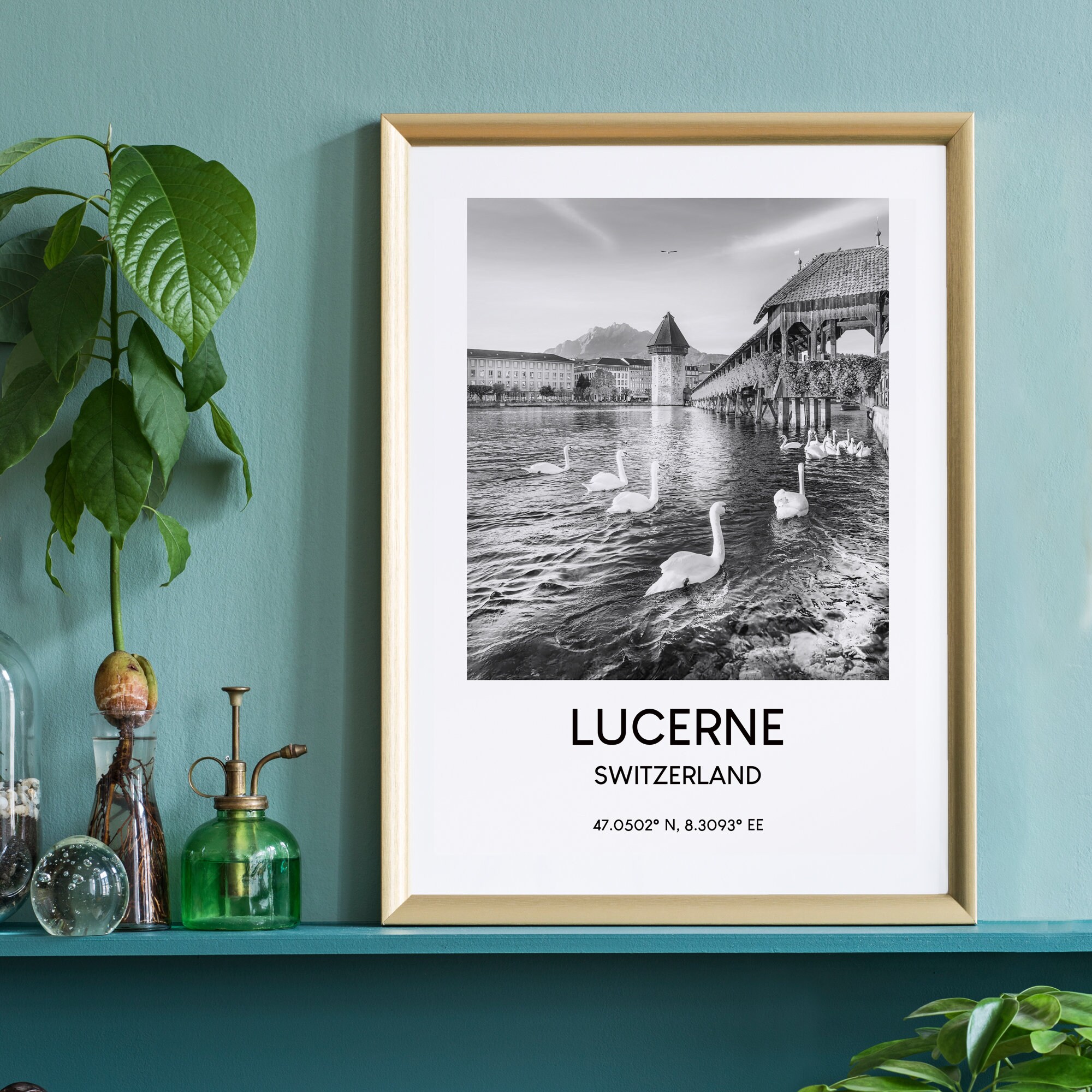 Lucerne Travel Print Lucerne Switzerland Poster Black and | Etsy