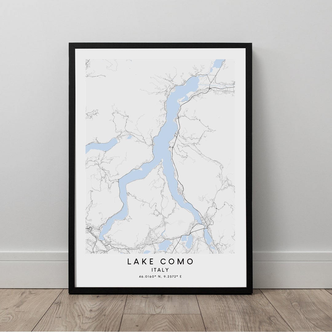 Lake Como Map Minimalist Lake Como Poster Lake Como Wall Art Lake Como ...