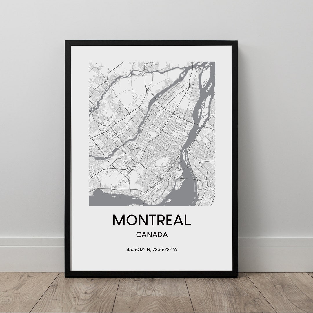 Montreal Map Print Montreal City Map Poster Montreal Wall Art Montreal ...