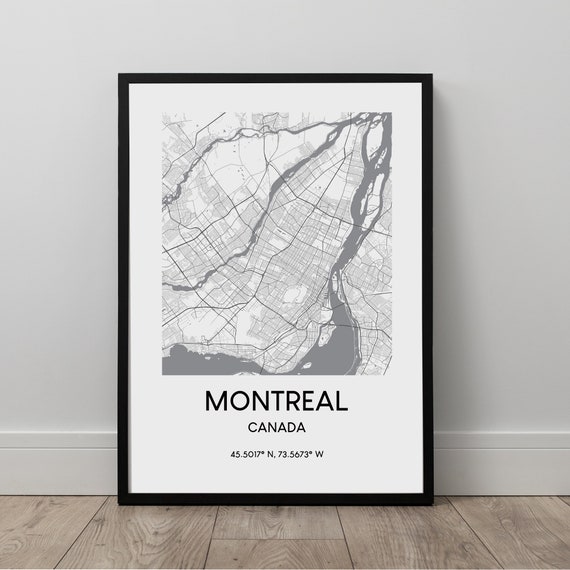 Montreal Map Print Montreal City Map Montreal Wall Art | Etsy