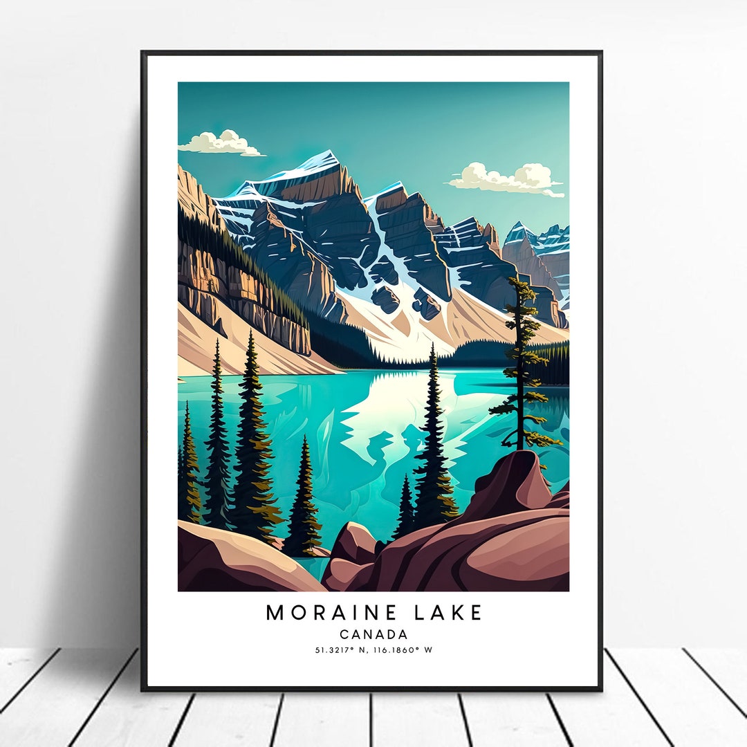Moraine Lake Print Colourful Moraine Lake Poster Abstract Moraine Lake ...