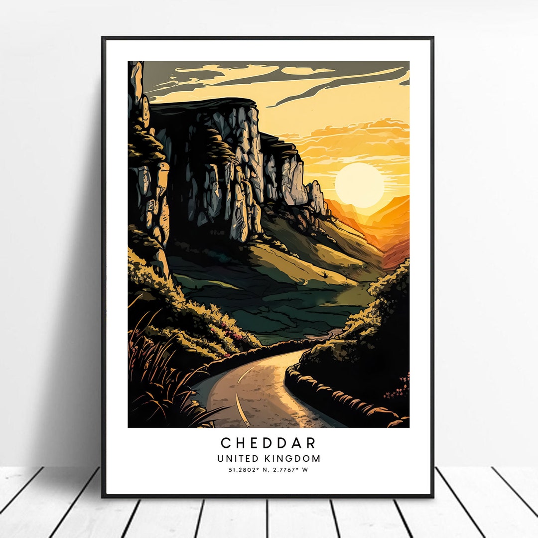 Cheddar Gorge Print Colourful Cheddar Gorge Poster Abstract Cheddar ...