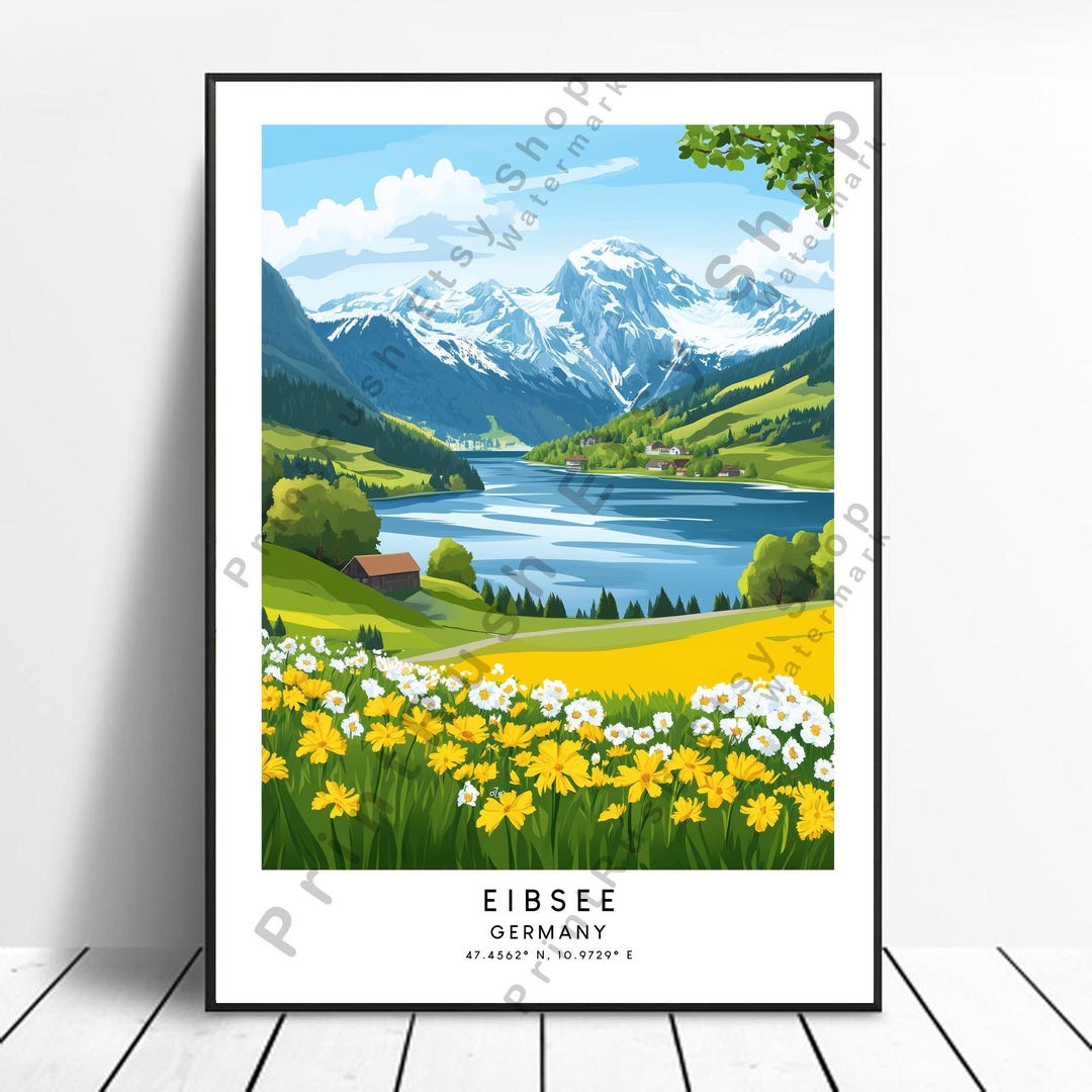 Eibsee Travel Print Colourful Eibsee Lake Poster Wall Décor Eibsee Lake ...