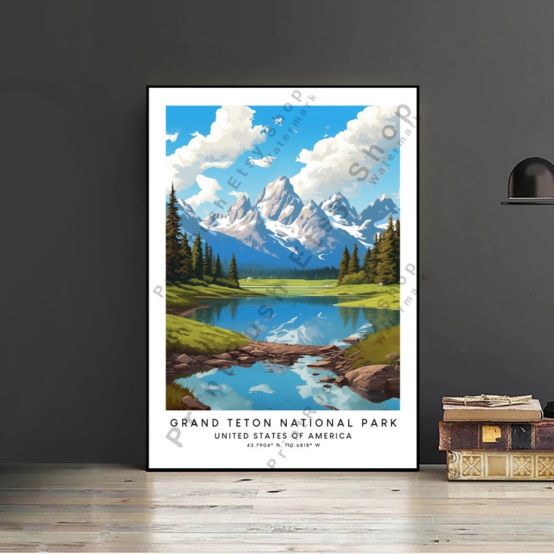 Grand Teton National Park Travel Print Grand Teton Poster Wall Art ...
