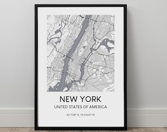 TRANSPARENT New York City Map Detailed New York Map New York Wall Art ...