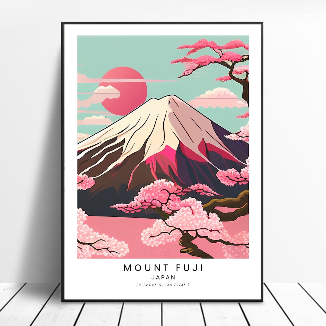 Mount Fuji Travel Print Colourful Mount Fuji Poster Mount Fuji Japan Print Minimalist Mount Fuji ...