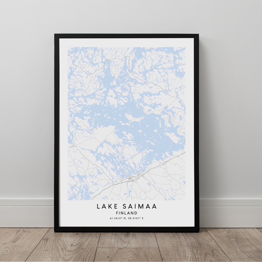 Lake Saimaa Map Minimalist Saimaa Poster Lake Saimaa Wall Art Saimaa ...