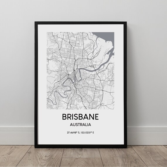 Brisbane City Map Print Brisbane Map Poster Brisbane Australia | Etsy