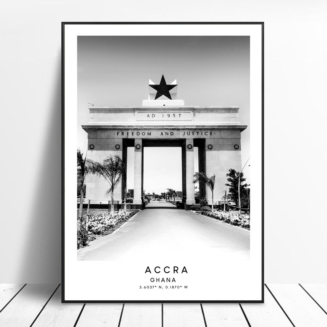 Accra Travel Print Black and White Accra Poster Accra Wall Print ...