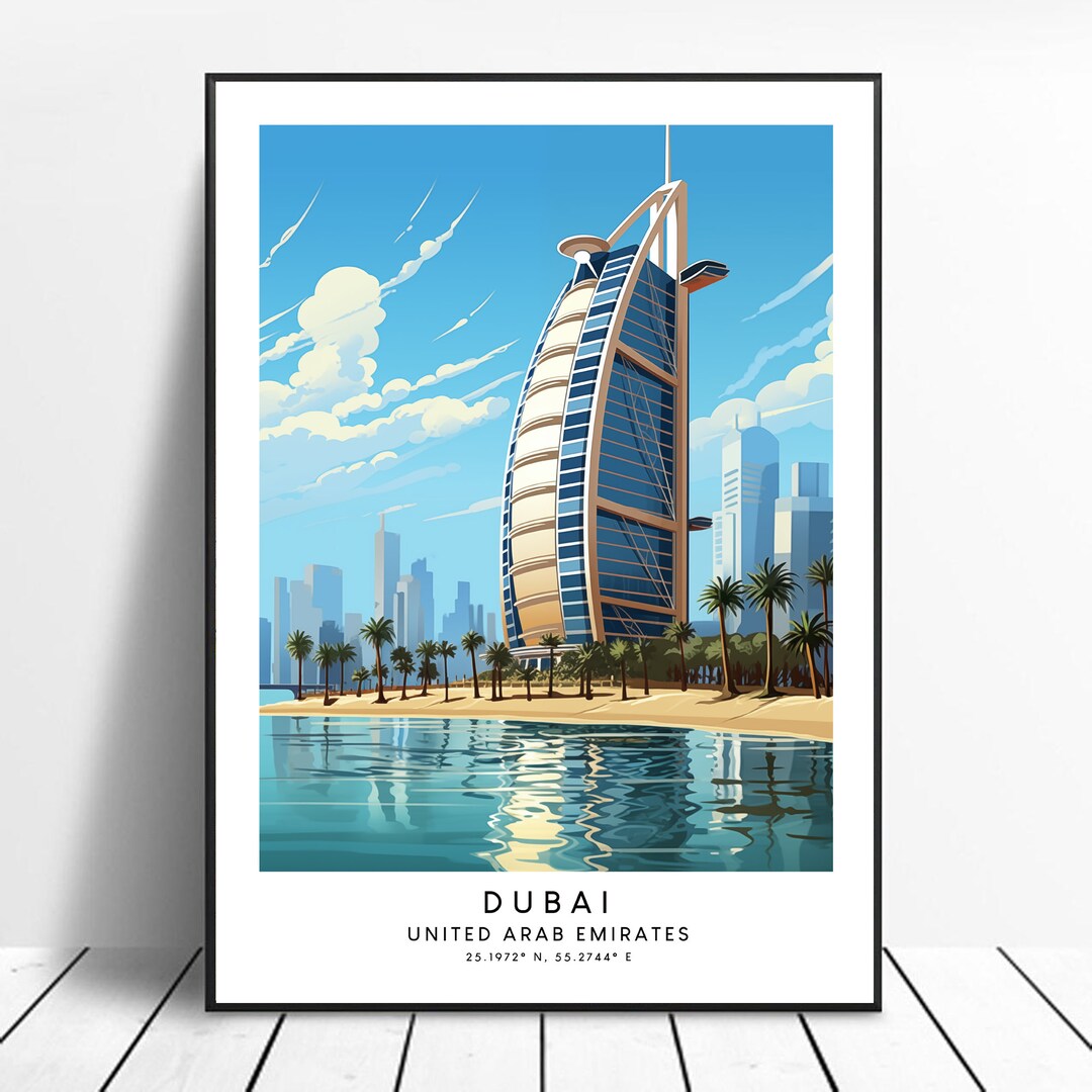 Dubai Travel Print Colourful Dubai Poster United Arab Emirates Print ...