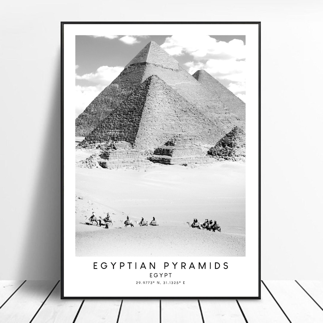 Egyptian Pyramids Print Black and White Giza Necropolis Print ...