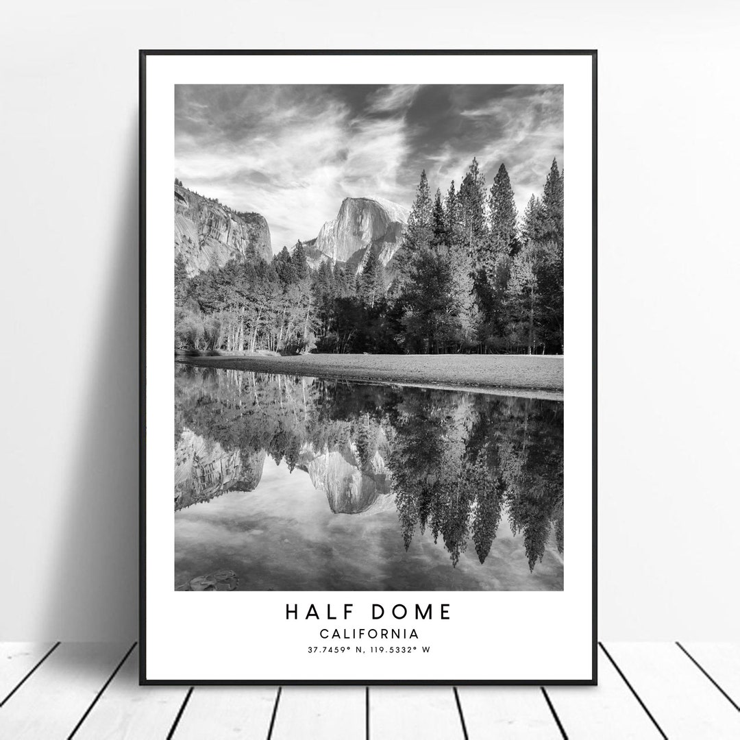 Half Dome Print Black and White Half Dome Poster Half Dome Landmark ...