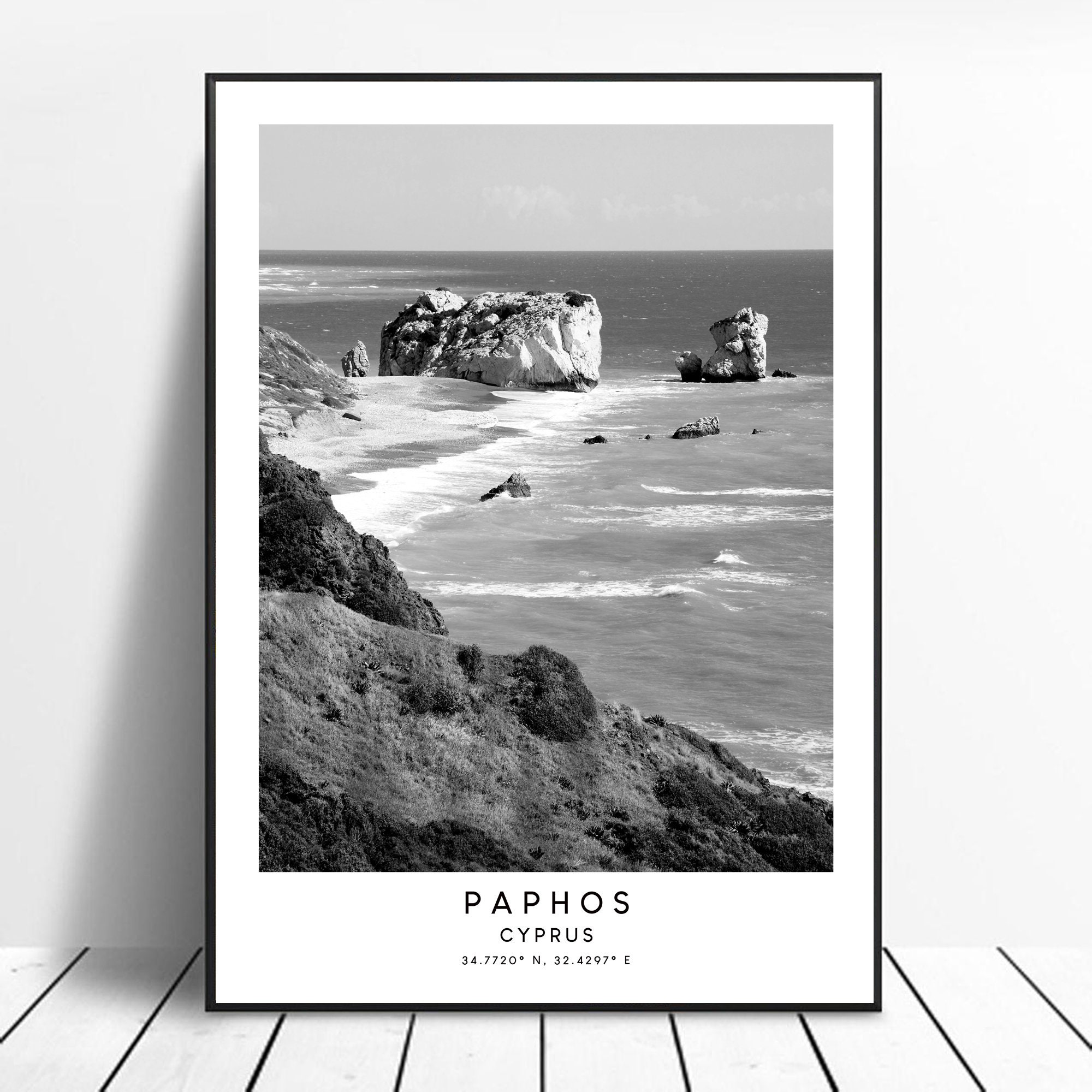 Paphos Cyprus Travel Print Black and White Paphos City Poster Paphos ...