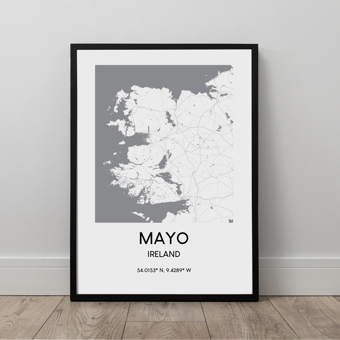 County Mayo Map Print Mayo Ireland Map Wall Art Poster Mayo Travel ...