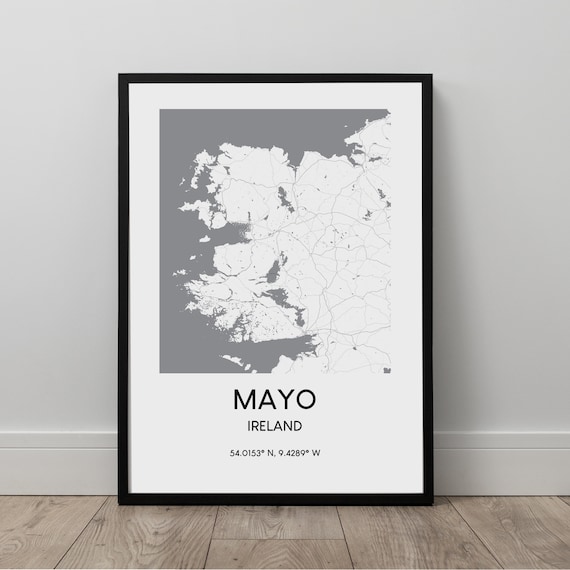 County Mayo Map Print Mayo Ireland Map Wall Art Poster Mayo | Etsy UK