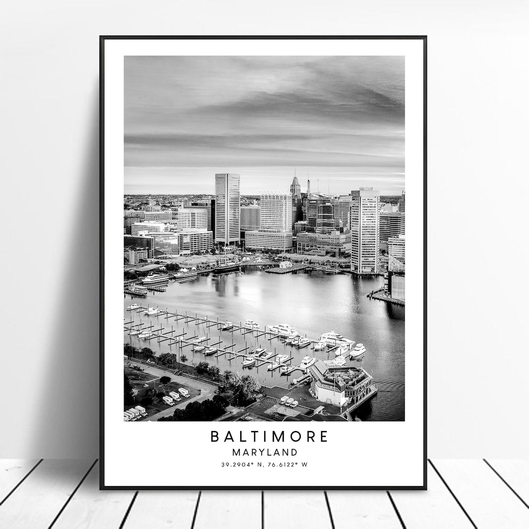 Baltimore Travel Print Black and White Baltimore Art Décor Baltimore ...