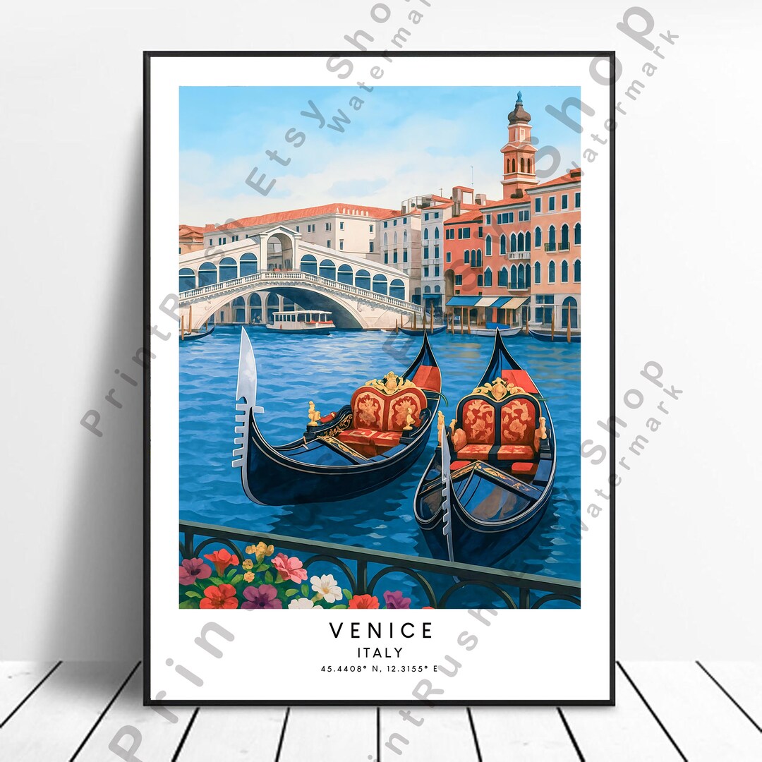 Venice Travel Print Colourful Venice Art Poster Venice Grand Canal Art ...