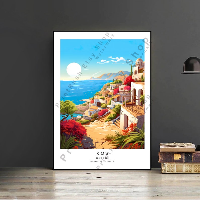 Kos Travel Print Colourful Kos Poster Kos Illustration Minimalist Kos ...