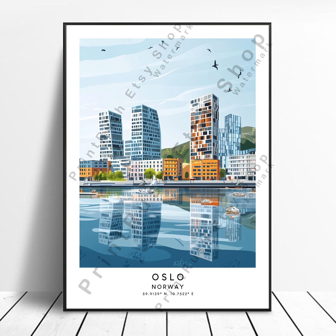 Oslo Travel Print Colourful Oslo Poster Abstract Oslo Print Minimalist ...