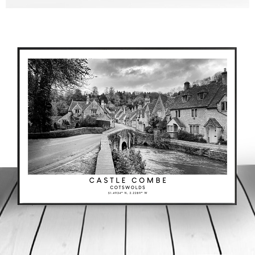 Black and White Castle Combe Print Castle Combe Wall Art Minimalist ...