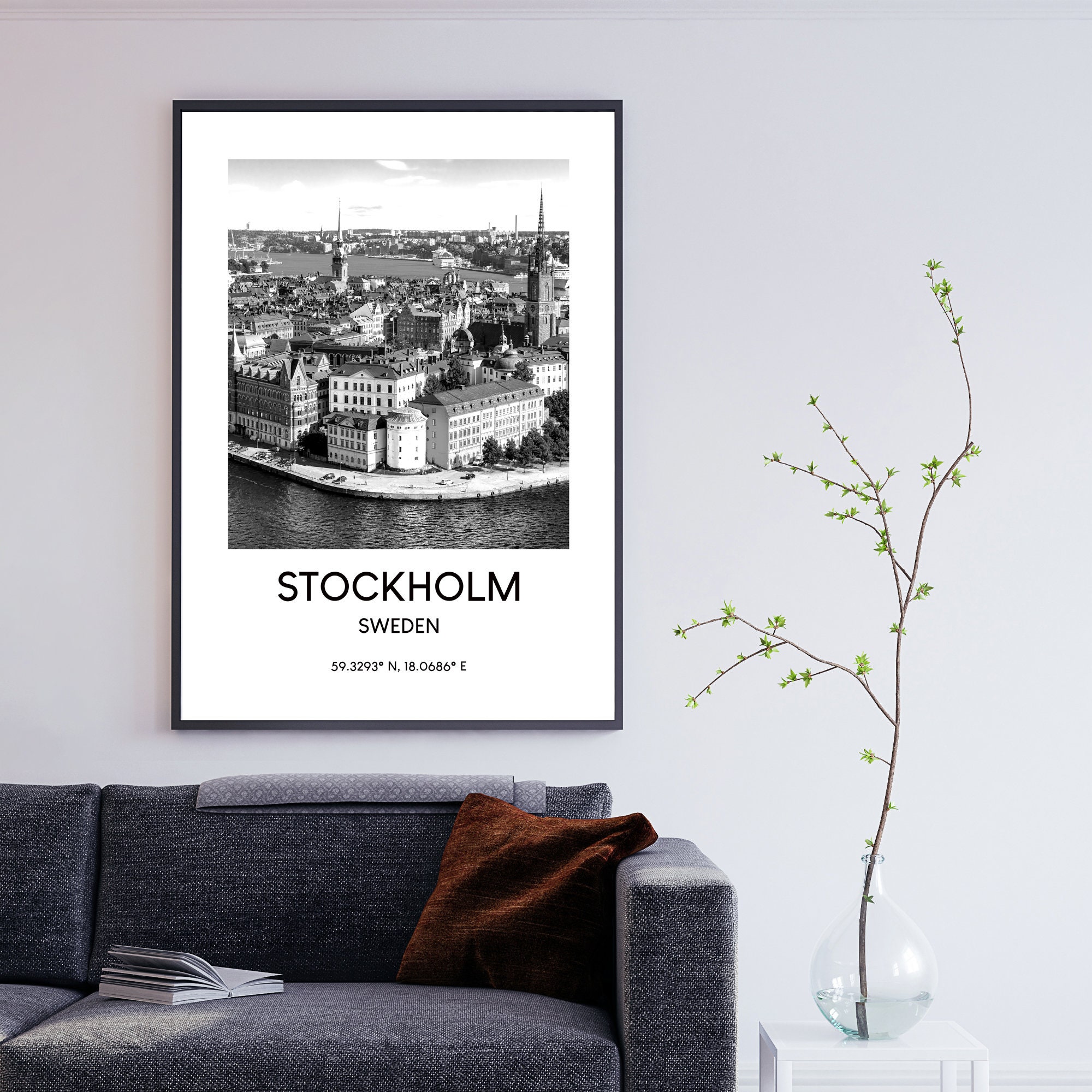Stockholm Sweden Travel Print Stockholm Wall Art Black and - Etsy