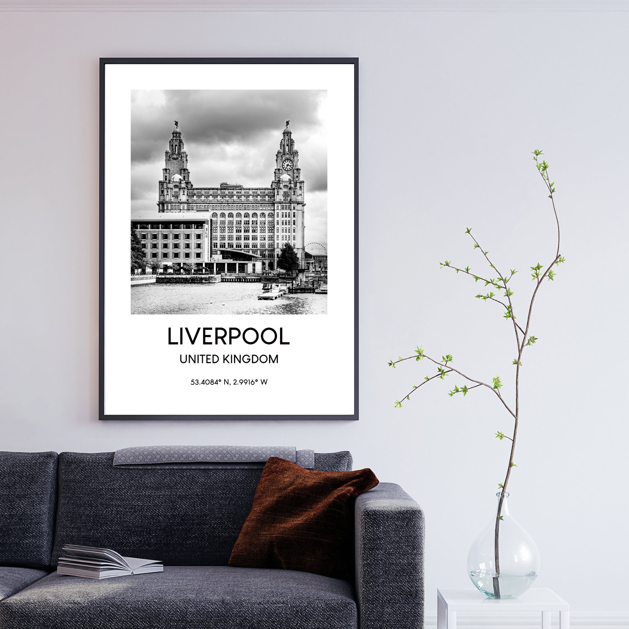 Liverpool Travel Print Liverpool City Wall Art Print Zwart-wit - Etsy ...