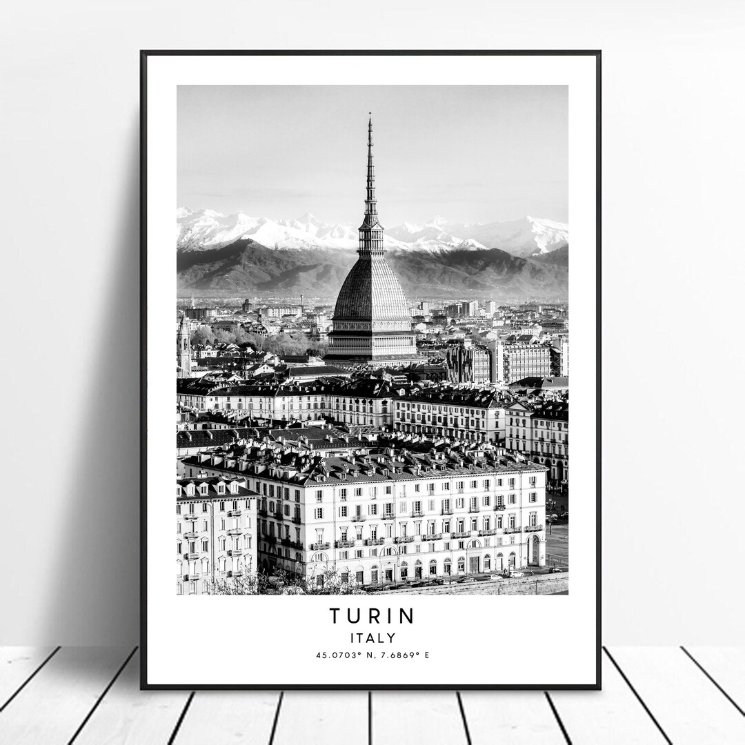 Turin Travel Print Turin Wall Art Black and White Turin Poster ...