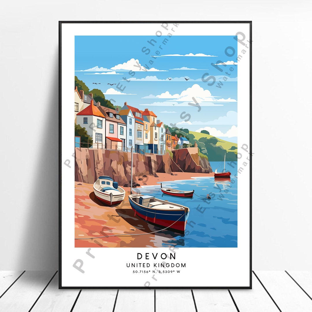 Devon Print Colourful Devon Poster Devon Wall Art Devon Wall Print ...
