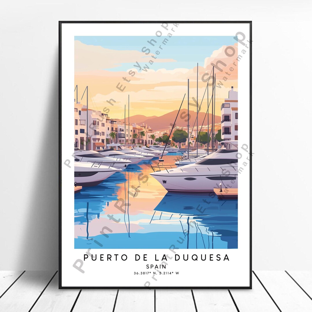 Puerto De La Duquesa Travel Print Colourful Duquesa Spain Poster ...