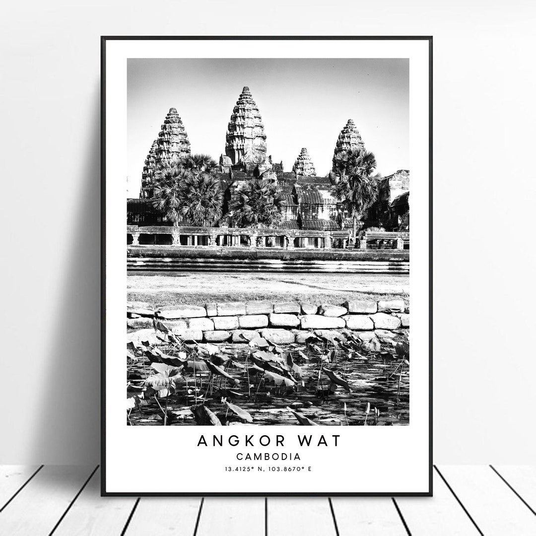 Cambodia Travel Print Black and White Angkor Wat Poster Angkor Wat Wall ...
