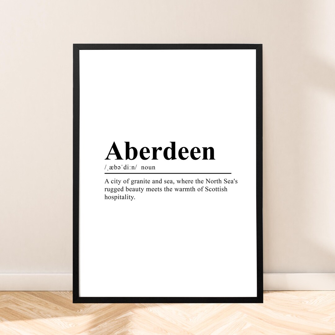 Aberdeen Definition Print Aberdeen Poster Aberdeen Wall Art Aberdeen ...