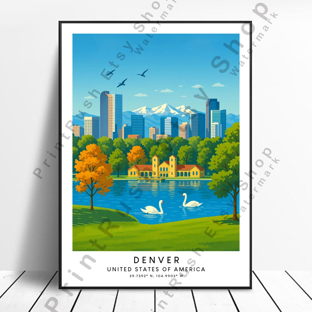 Denver Travel Poster Denver Illustration Art Denver USA Wall Art Denver ...