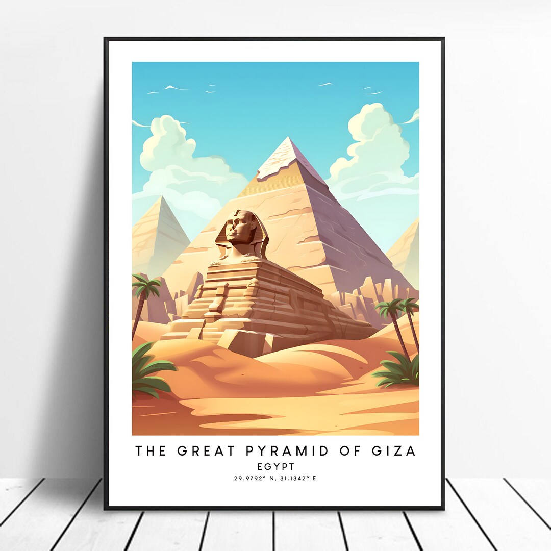 Egyptian Pyramids Print Giza Necropolis Print Minimalist Giza Wall Art ...