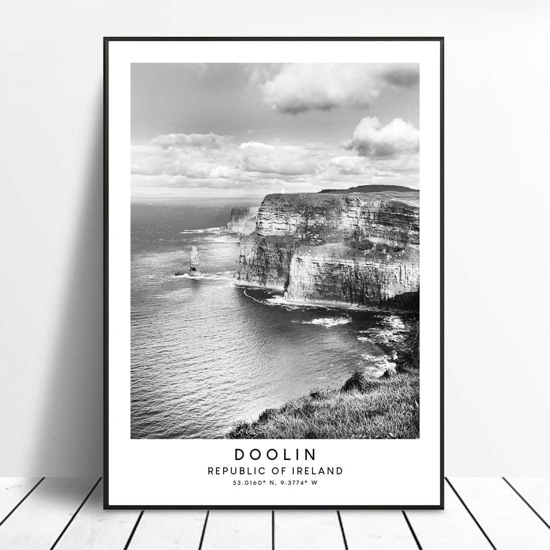 Doolin Travel Print Cliffs of Moher Wall Art Black and White Doolin ...