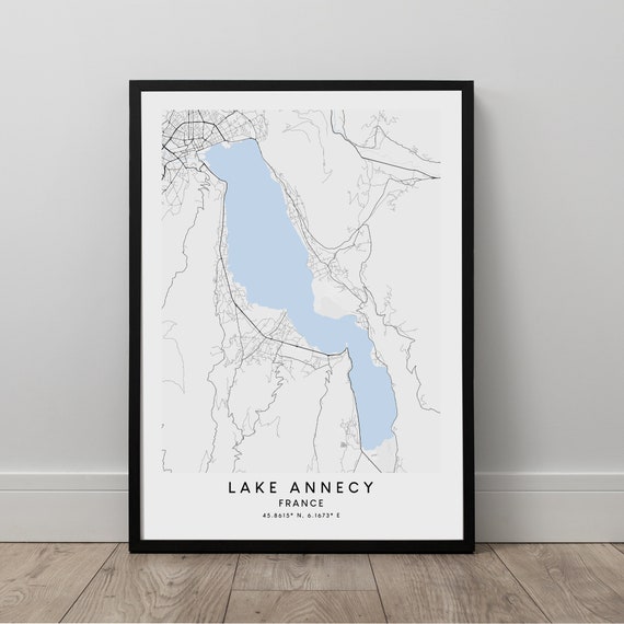Lake Annecy Map Print Lake Annecy Map Lake Annecy Art Print - Etsy