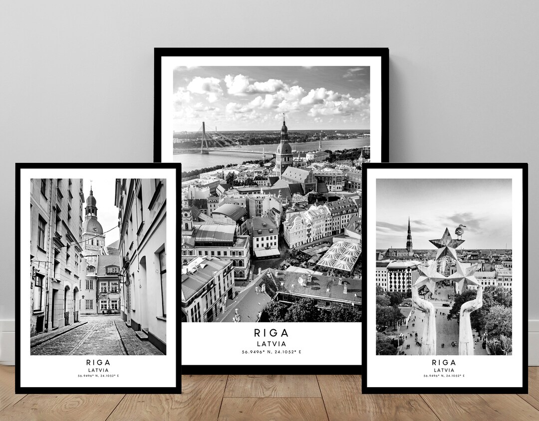Riga Travel Print Riga Wall Art Black and White Riga Poster Minimalist ...
