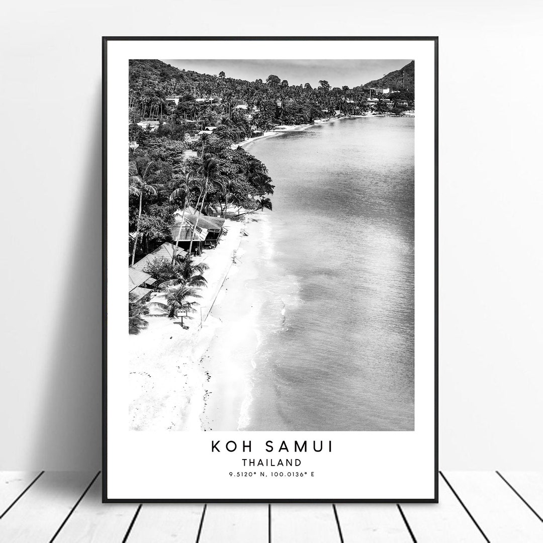 Ko Samui Travel Print Black and White Ko Samui Poster Ko Samui Island ...