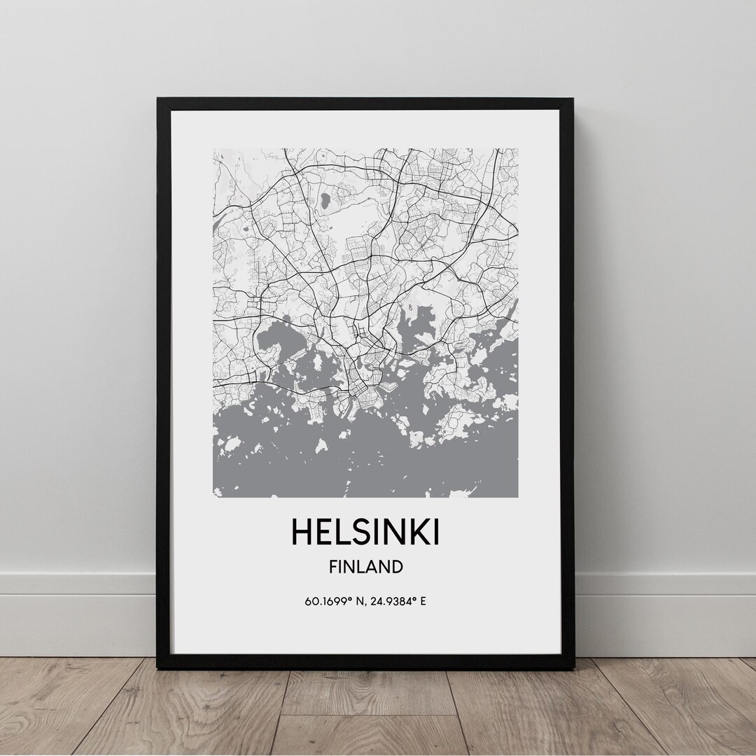 Helsinki Map Print Helsinki Map Poster Helsinki Finland Wall Art ...