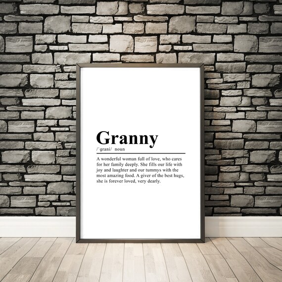 Granny Definition Print Granny Definition Poster Granny Print | Etsy