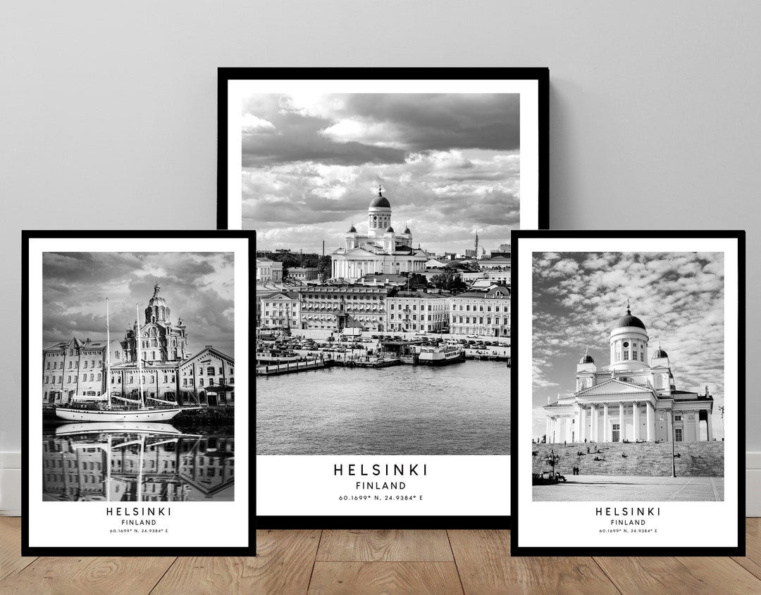 Helsinki Travel Print Helsinki Wall Art Black and White Helsinki City ...