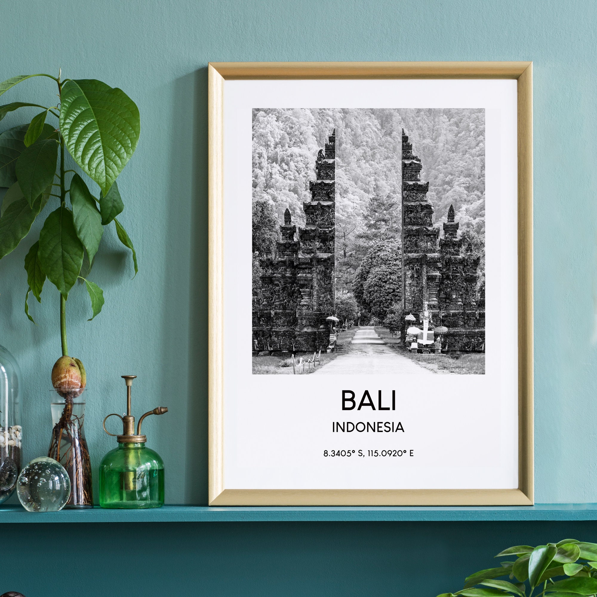 Bali Indonesia Travel Print Bali Wall Art Poster Black and | Etsy