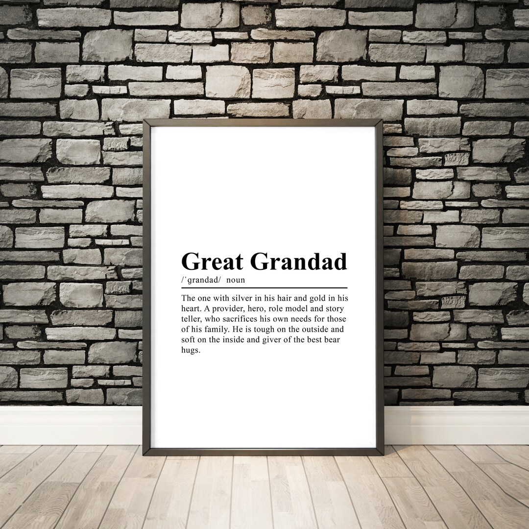 Great Grandad Definition Print Great Grandad Poster Great Grandad Print ...