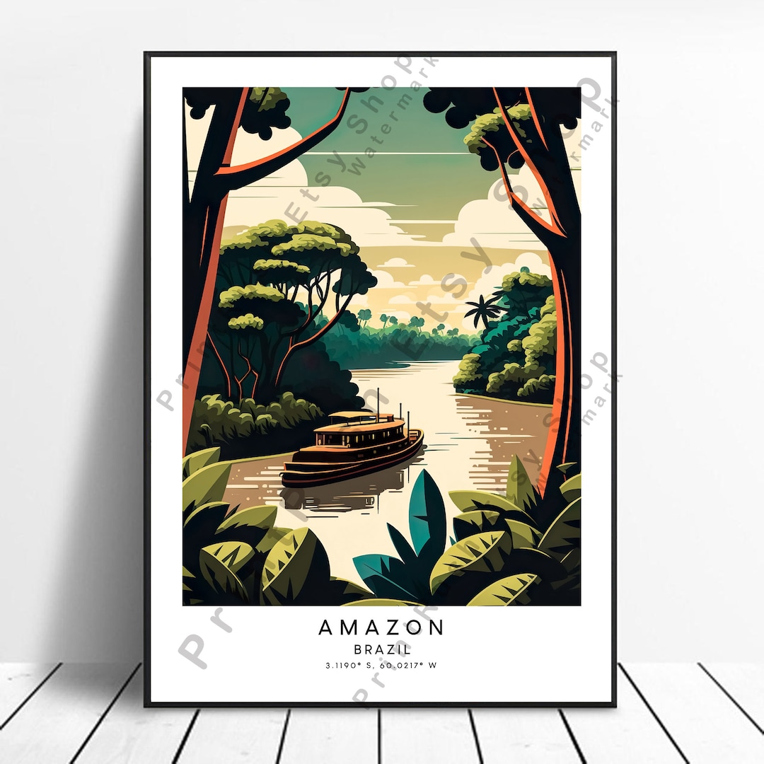 Amazon Rainforest Travel Print Colourful Amazon Rainforest Print ...