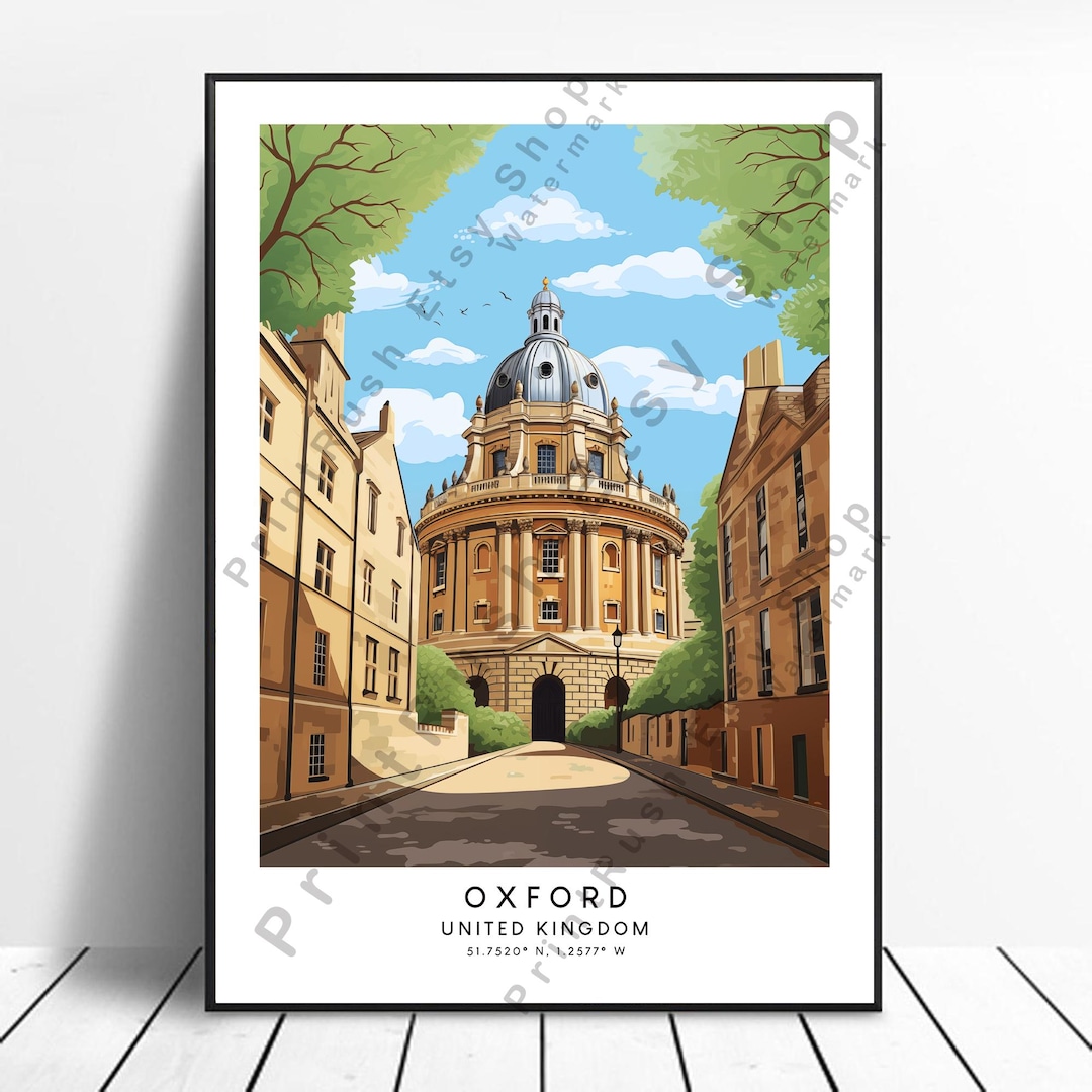 Oxford Print Colourful Oxford Poster Oxford England Wall Print ...