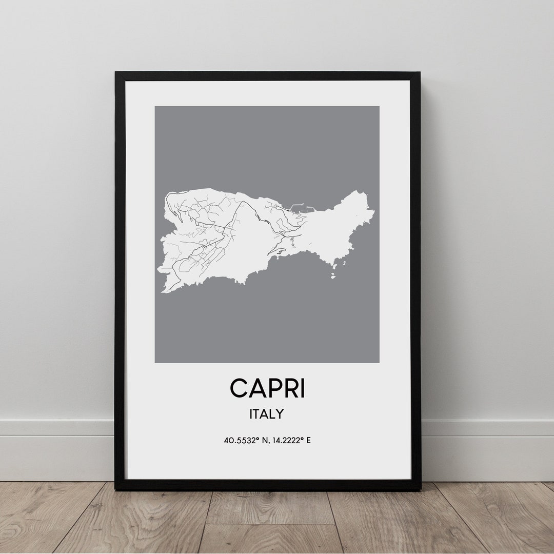 Capri Map Print Capri Map Poster Capri Italy Travel Print Capri Wall ...