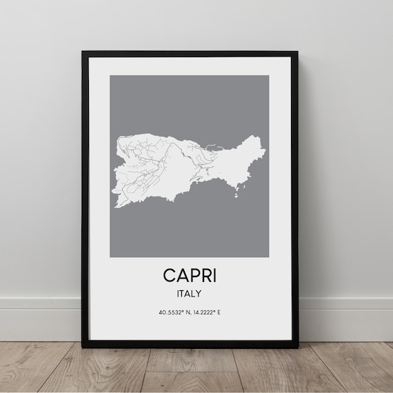 Capri Mapa Imprimir Capri Mapa Póster Capri Italia Impresión | Etsy
