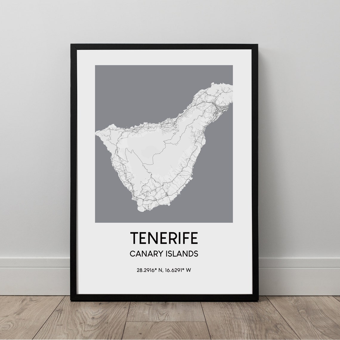 Tenerife Map Print Tenerife Island Map Wall Art Poster Tenerife Canary ...
