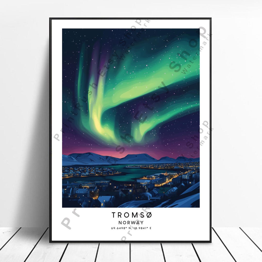 Tromso Norway Travel Print Colourful Tromso Poster Tromso Wall Print ...